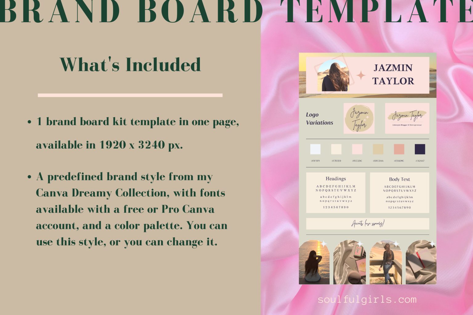 Canva Brand Board Kit Template | Dreamy | Soulful Girls Studio